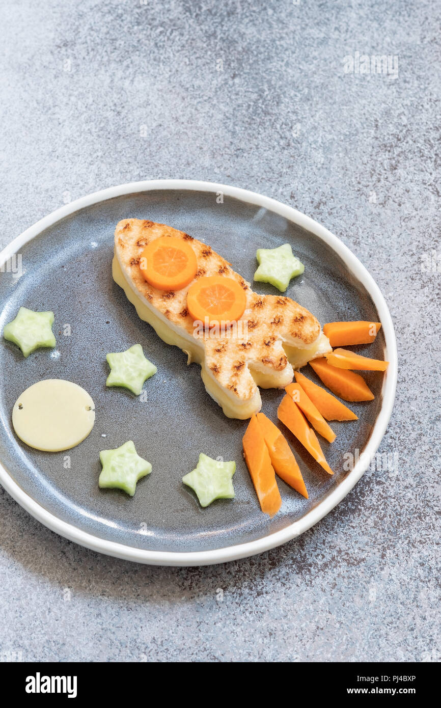 Funny grilled cheese sandwich look like rocket in a space Stock Photo ...