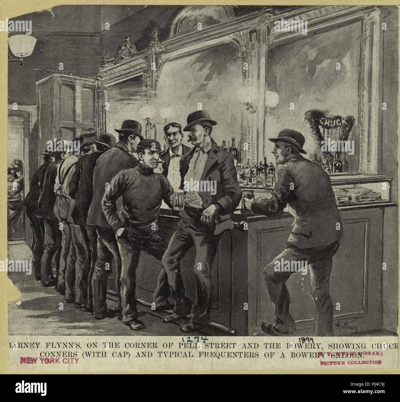 Barney Flynns bar in Edward Mooney House 1899 Stock Photo - Alamy