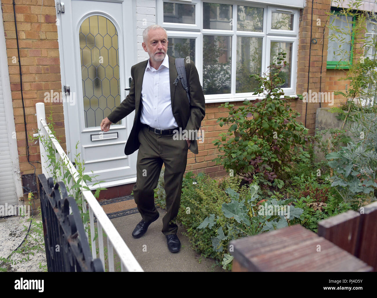 Labour leader Jeremy Corbyn leaves his house in London ahead of a ...