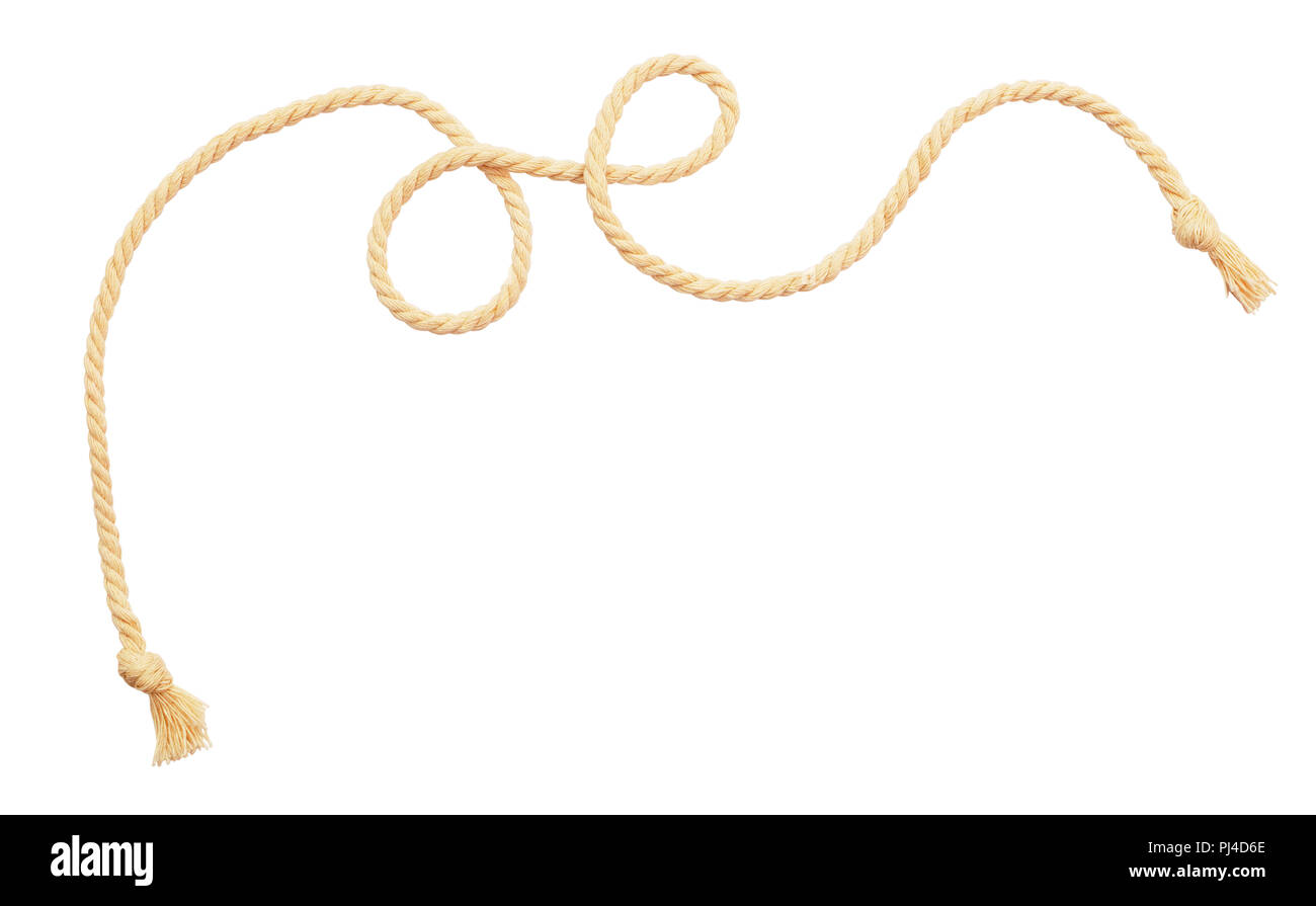 Beige cotton wavy rope isolated on white background Stock Photo - Alamy