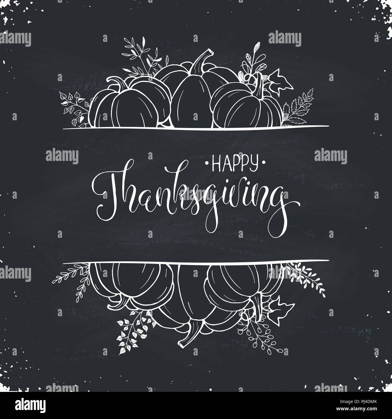 Happy Thanksgiving greeting card template. Autumn composition with hand ...