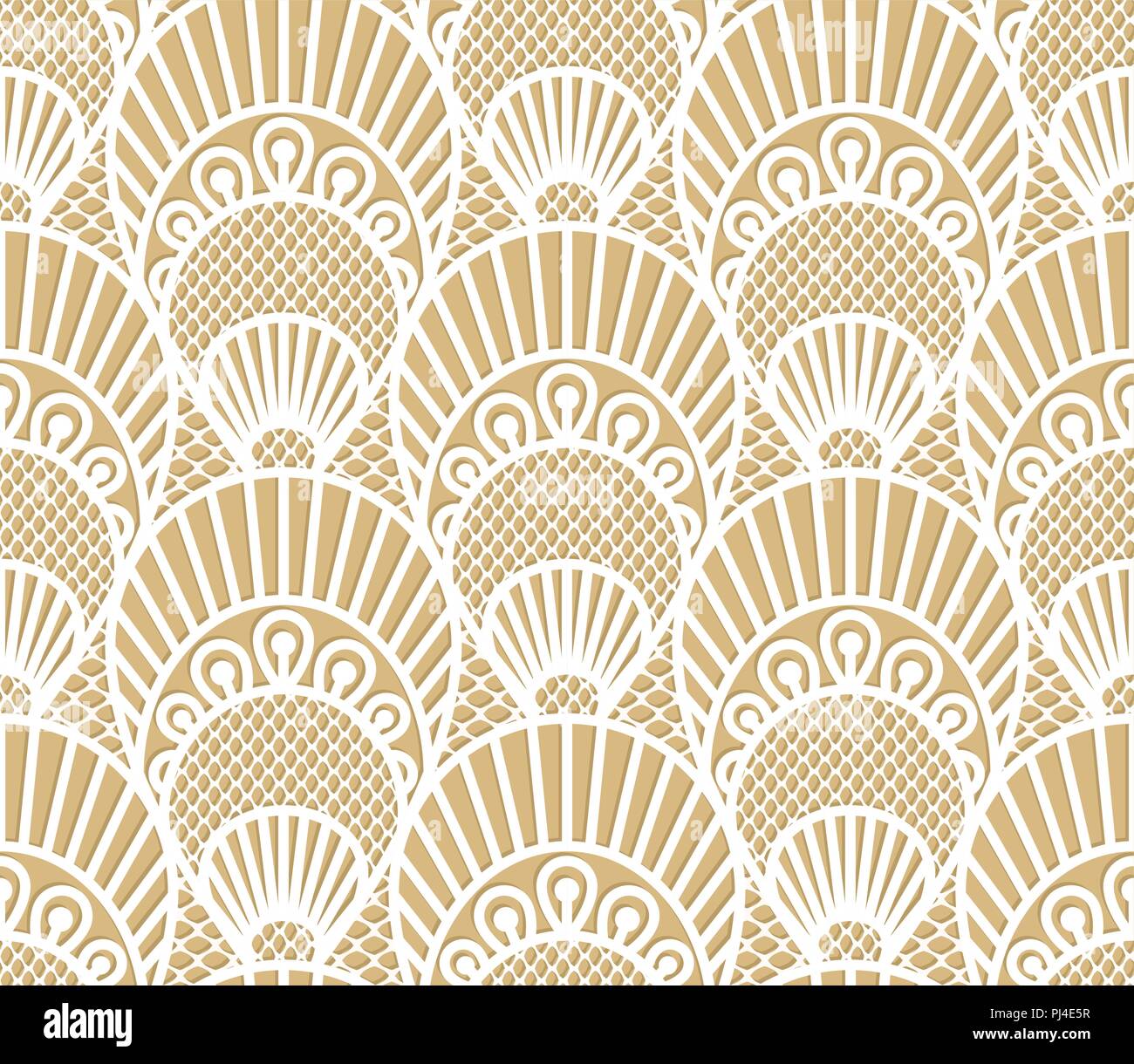 Seamless decorative lace scales pattern on beige background Stock ...