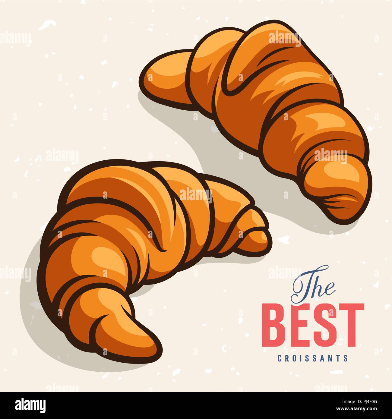 Vector illustration of delicious baked croissants. The inscription "The ...