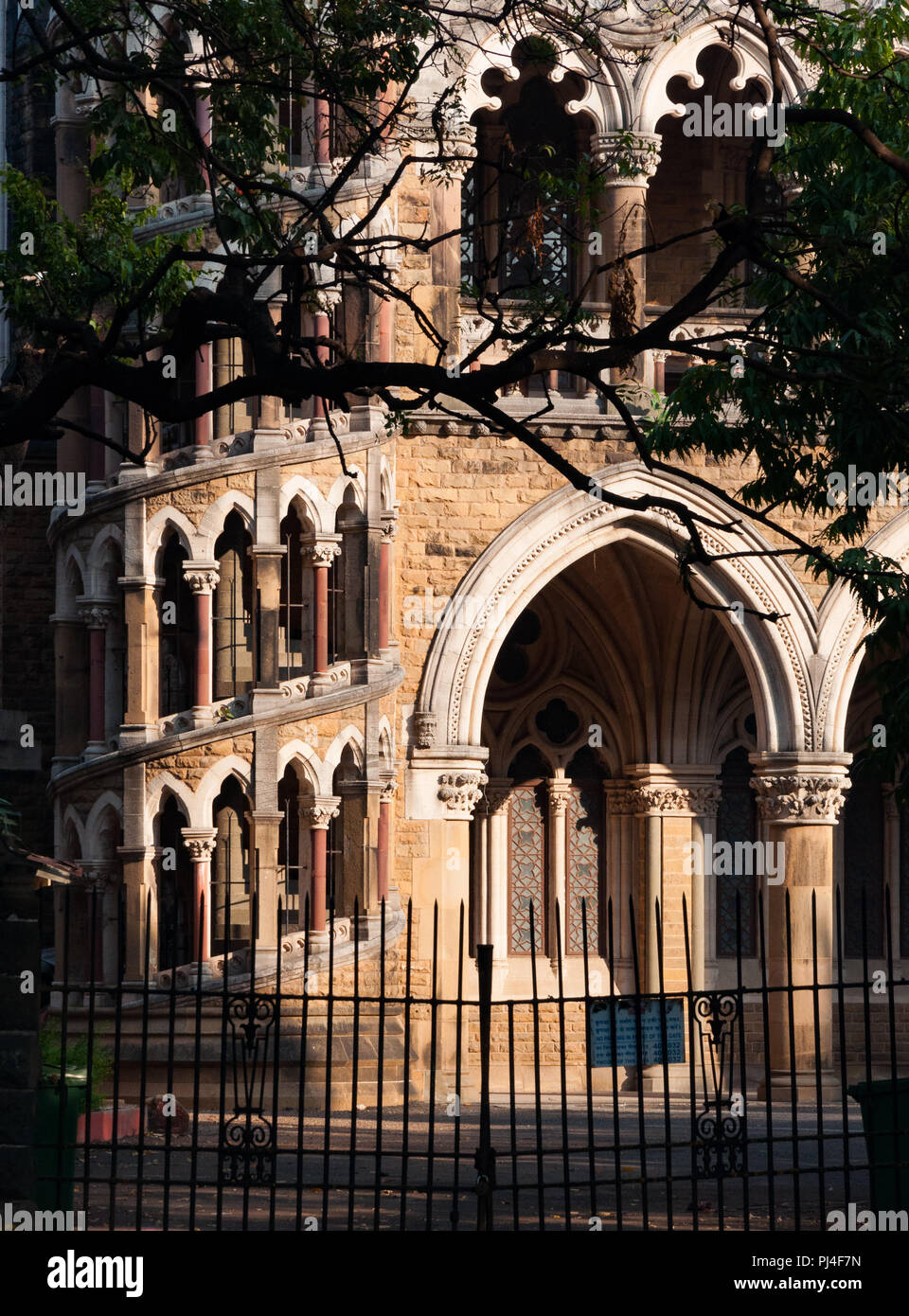 Mumbai University building at Fort campus. Intricate stone carving on ...