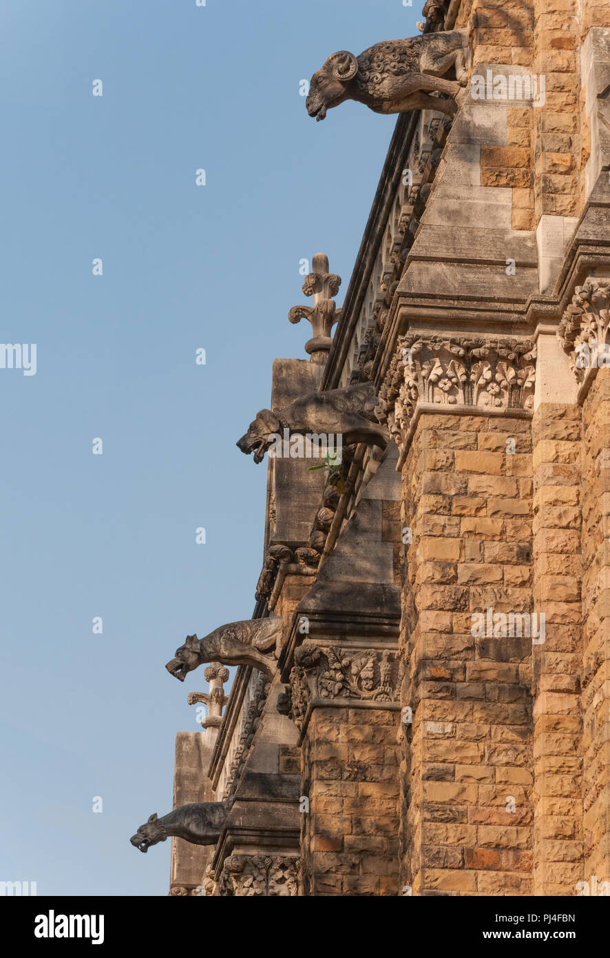 Mumbai University building at Fort campus. Intricate stone carving on ...