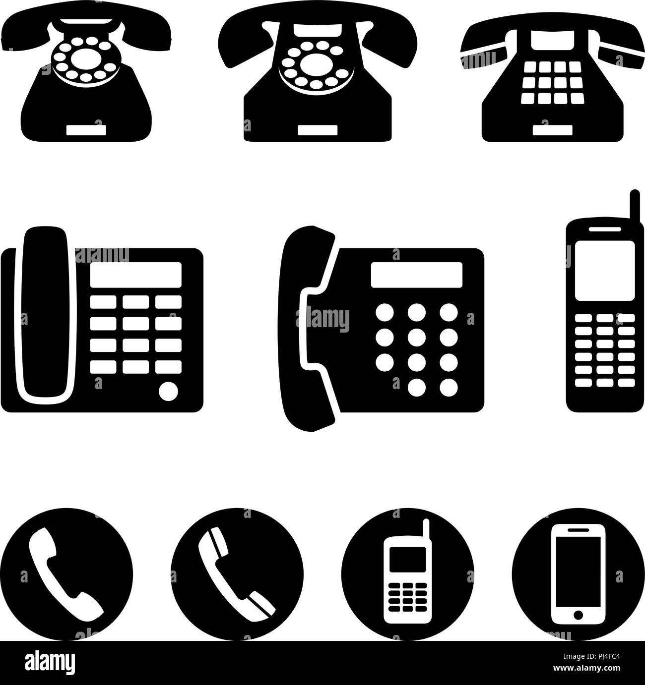 Vector illustration of phone icons isolated on white Stock Vector Image ...