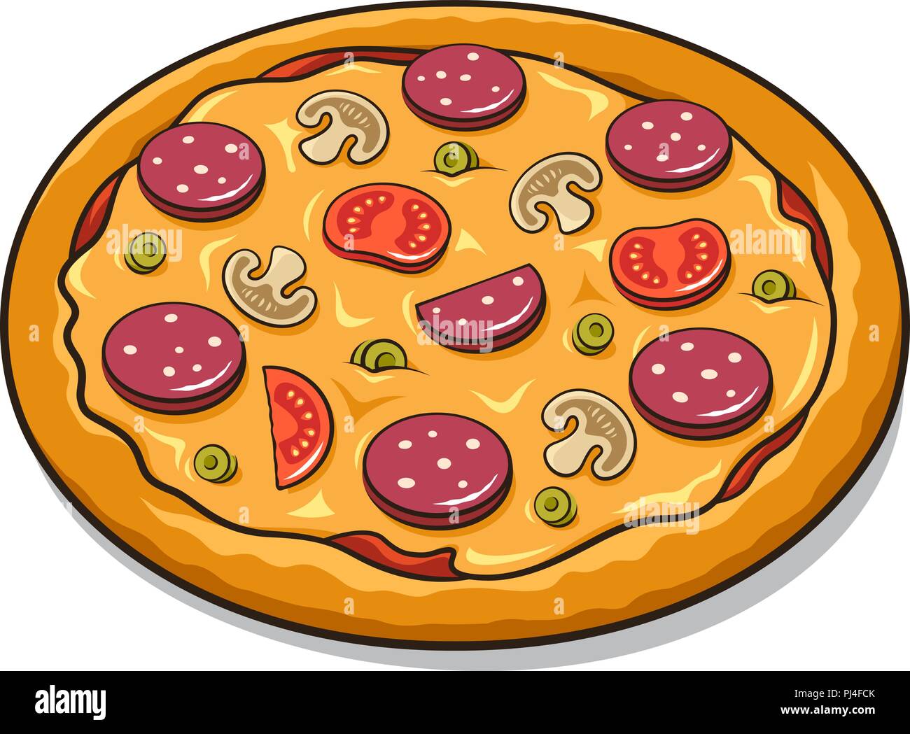 Tasty classical Italian pizza. Vector illustration Stock Vector Image ...
