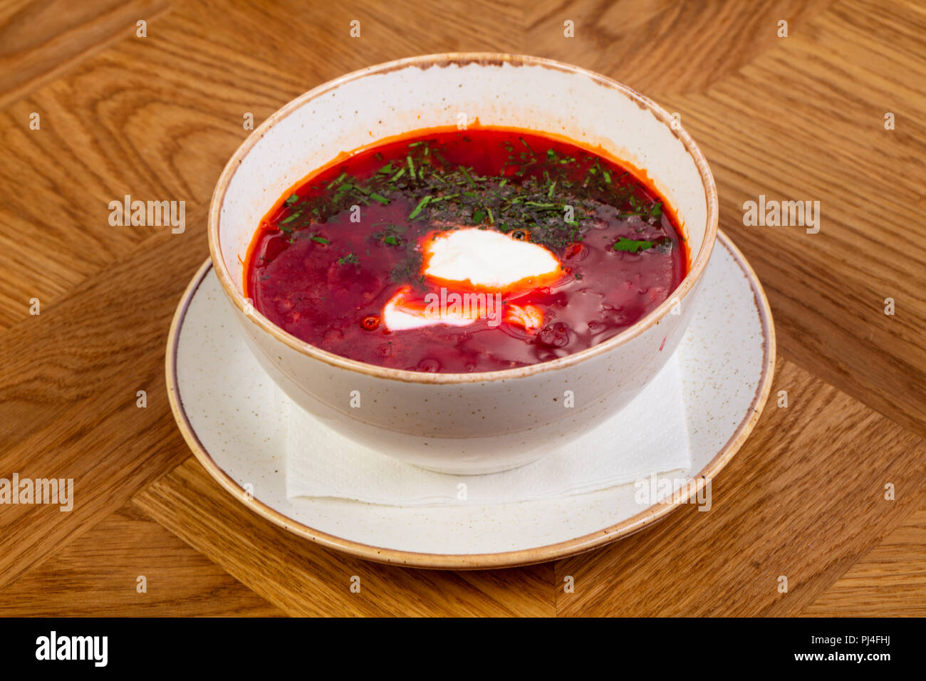 Russian traditional borscht with cream Stock Photo - Alamy