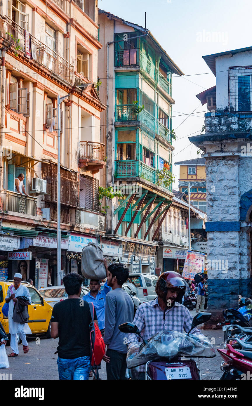 MUMBAI, INDIA – October 23 2017: Street view, Grant Road Station. The ...