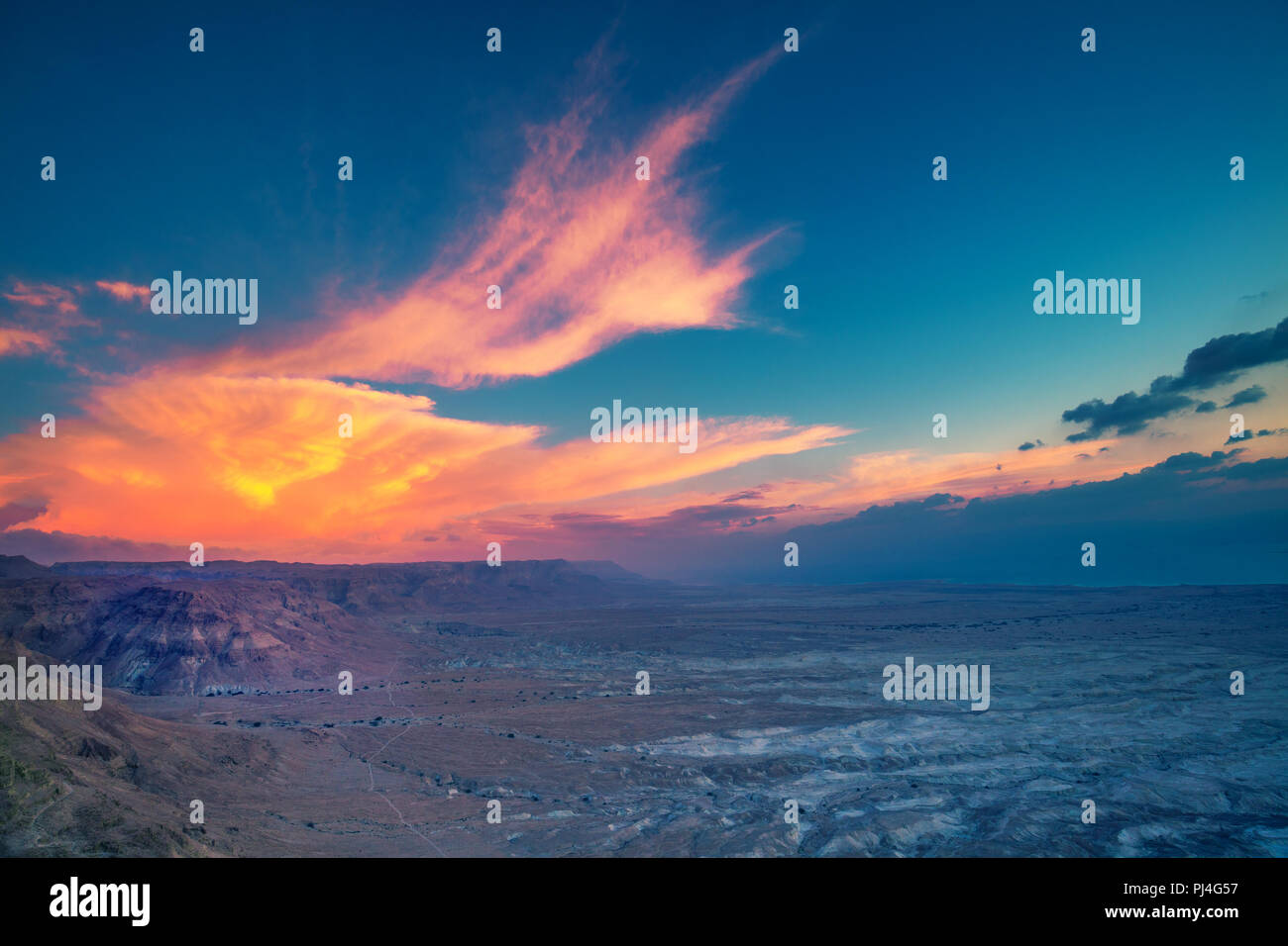 Beautiful sunrise over Masada fortress. Judaean Desert, Israel Stock ...