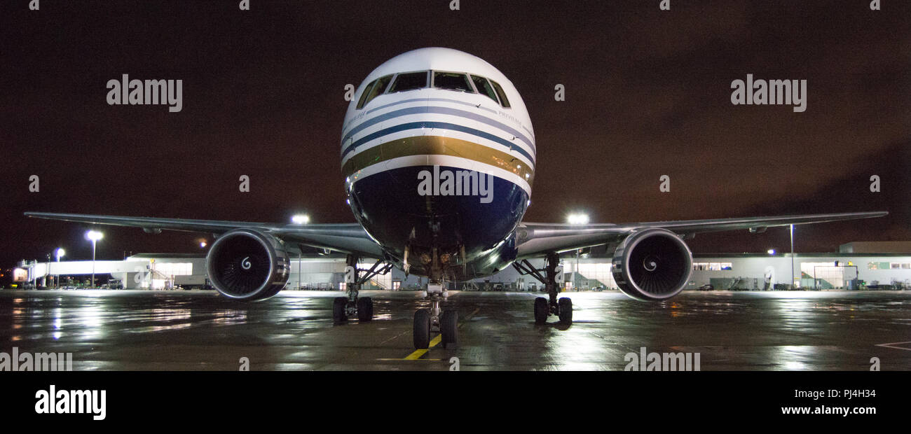 Private jet Boeing 767-200 as seen in the tech bay at Glasgow ...