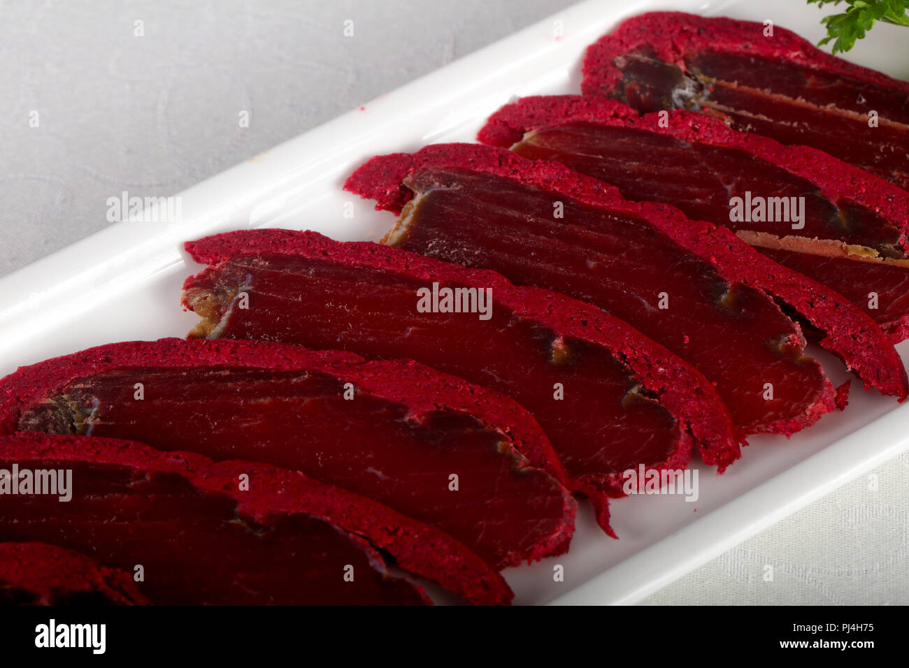 Beef basturma meat Stock Photo - Alamy