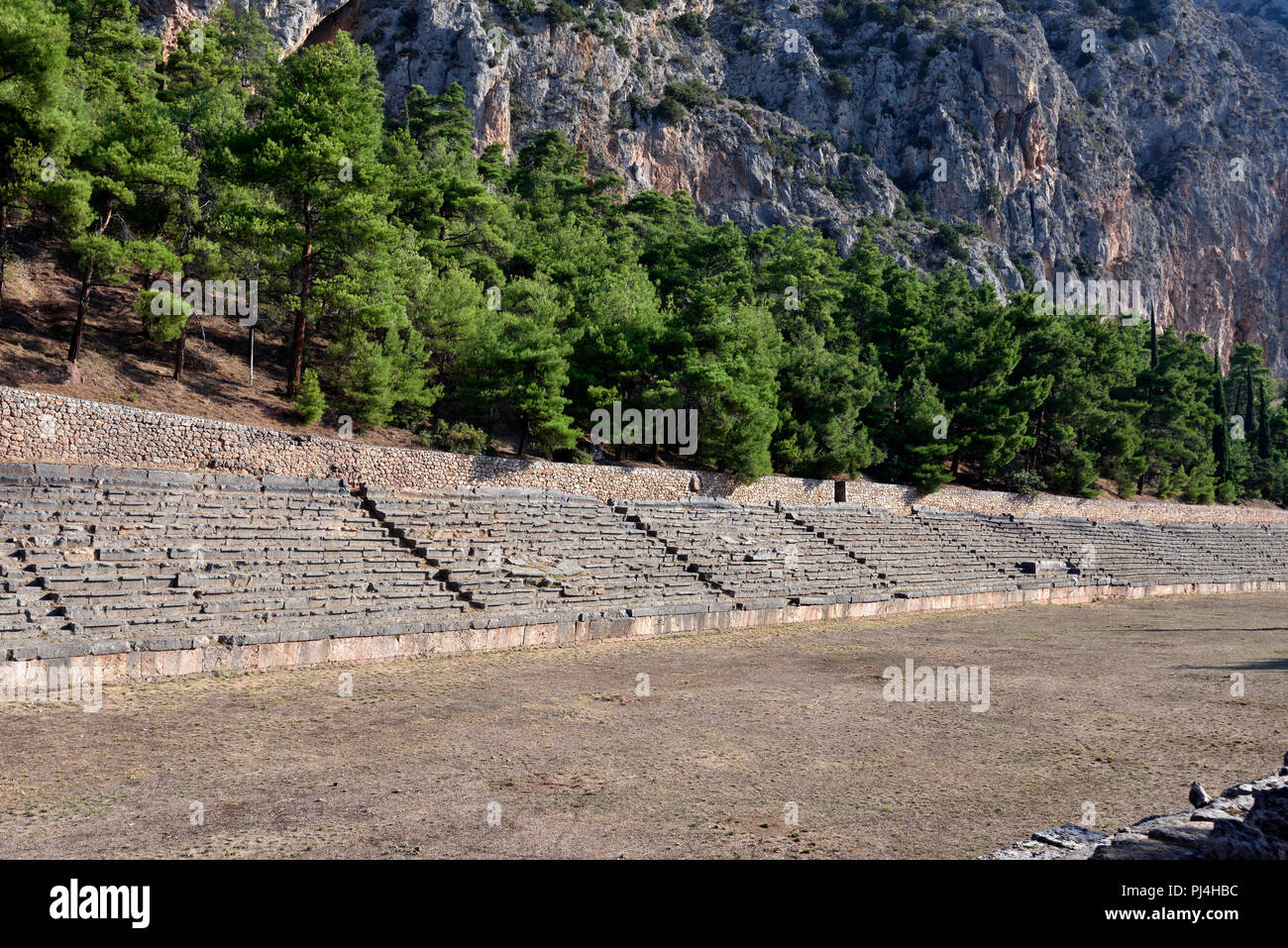 The stadium in archaeological site of Delphi, Central Greece Stock ...