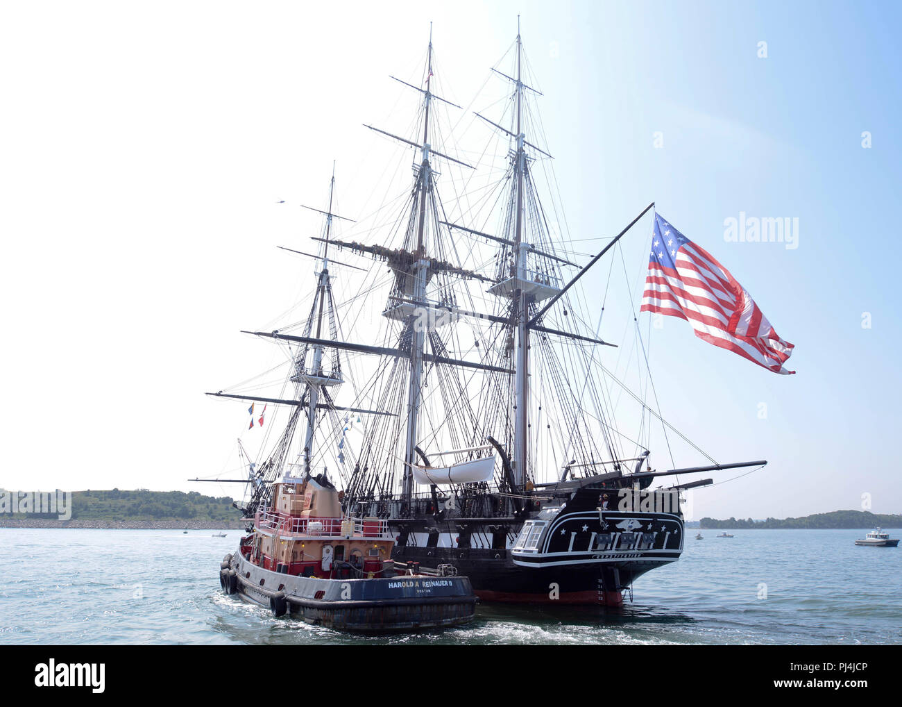 180824-N-AE894-0350 BOSTON (Aug. 24, 2018) USS Constitution is tugged ...