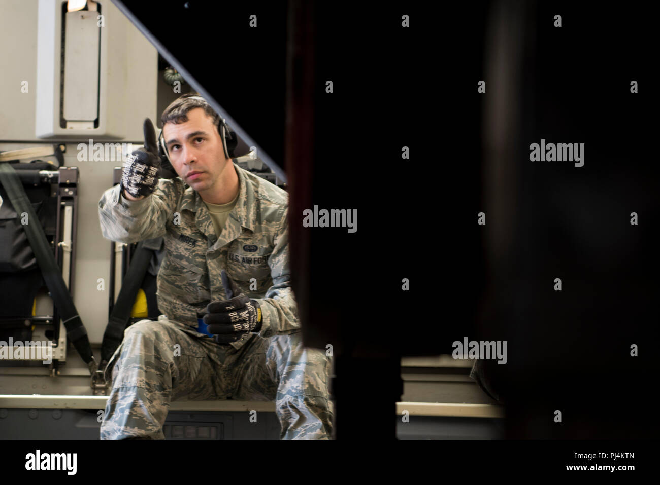 Senior Airman Cole Mirek, communications technician with the 4th Space ...