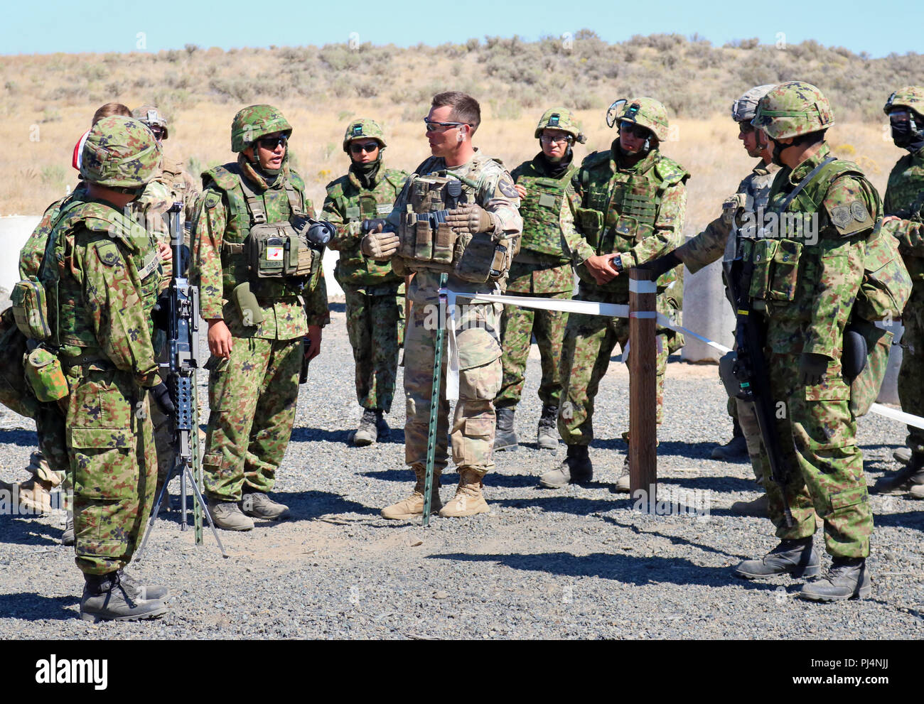 American Soldiers from 1st Battalion, 17th Infantry Regiment, along ...