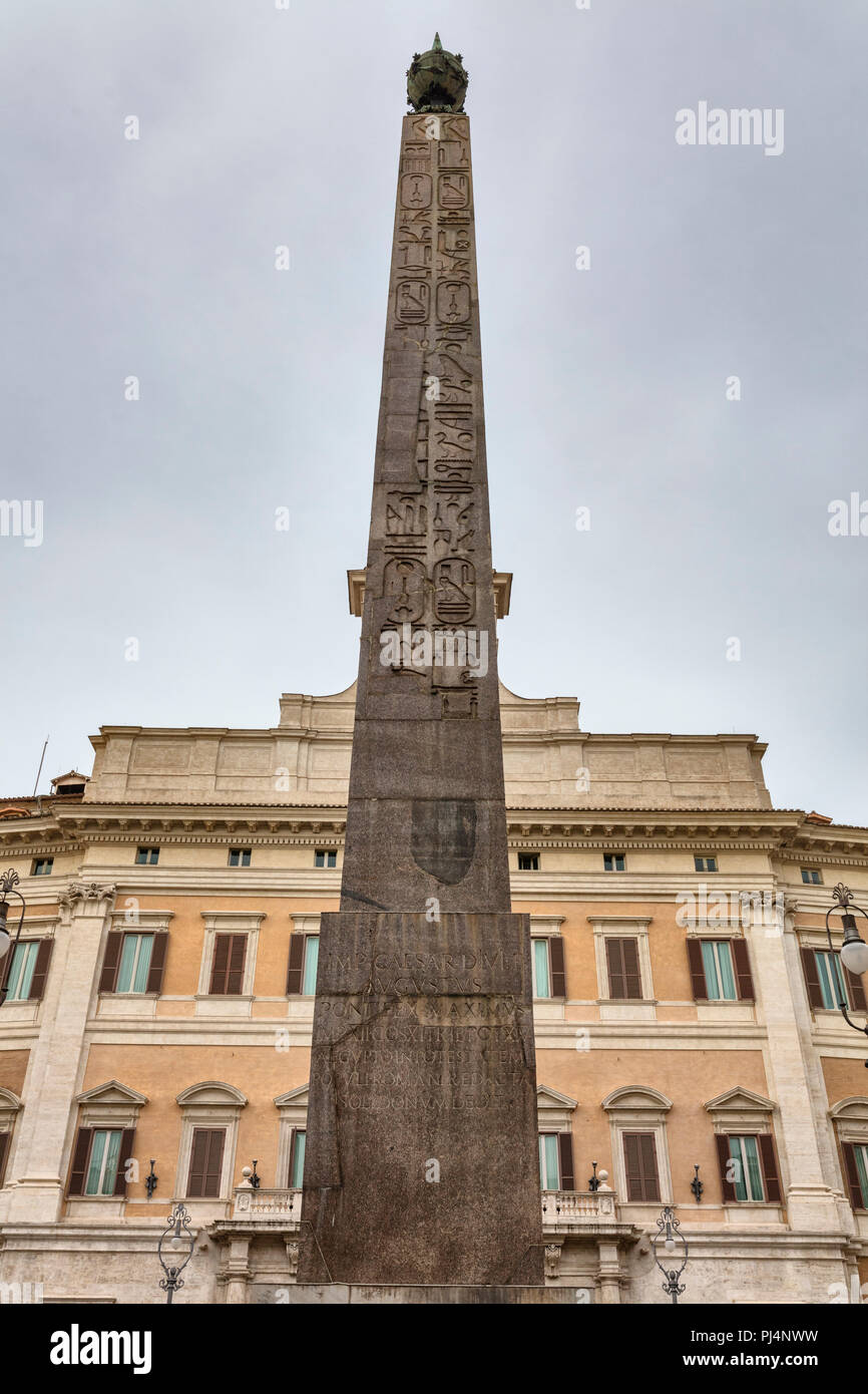 Roman obelisk, Montecitorio Palace, parliament building, Rome, Lazio ...