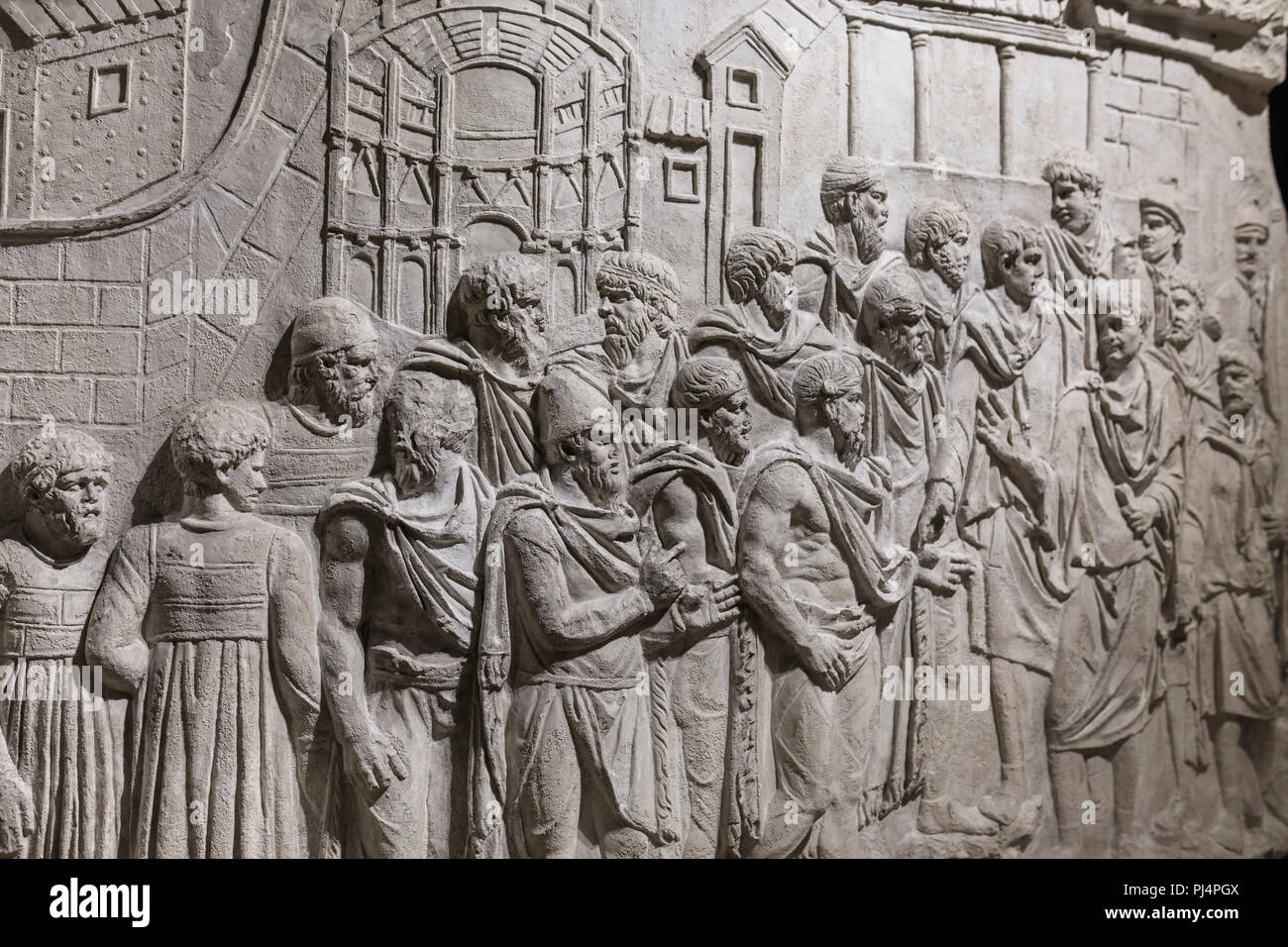 Relief from Trajan's Column (113 AD), Rome, Lazio, Italy Stock Photo ...