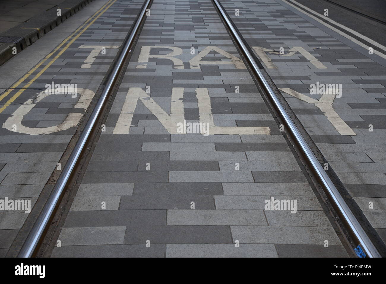 Tram road markings hi-res stock photography and images - Alamy