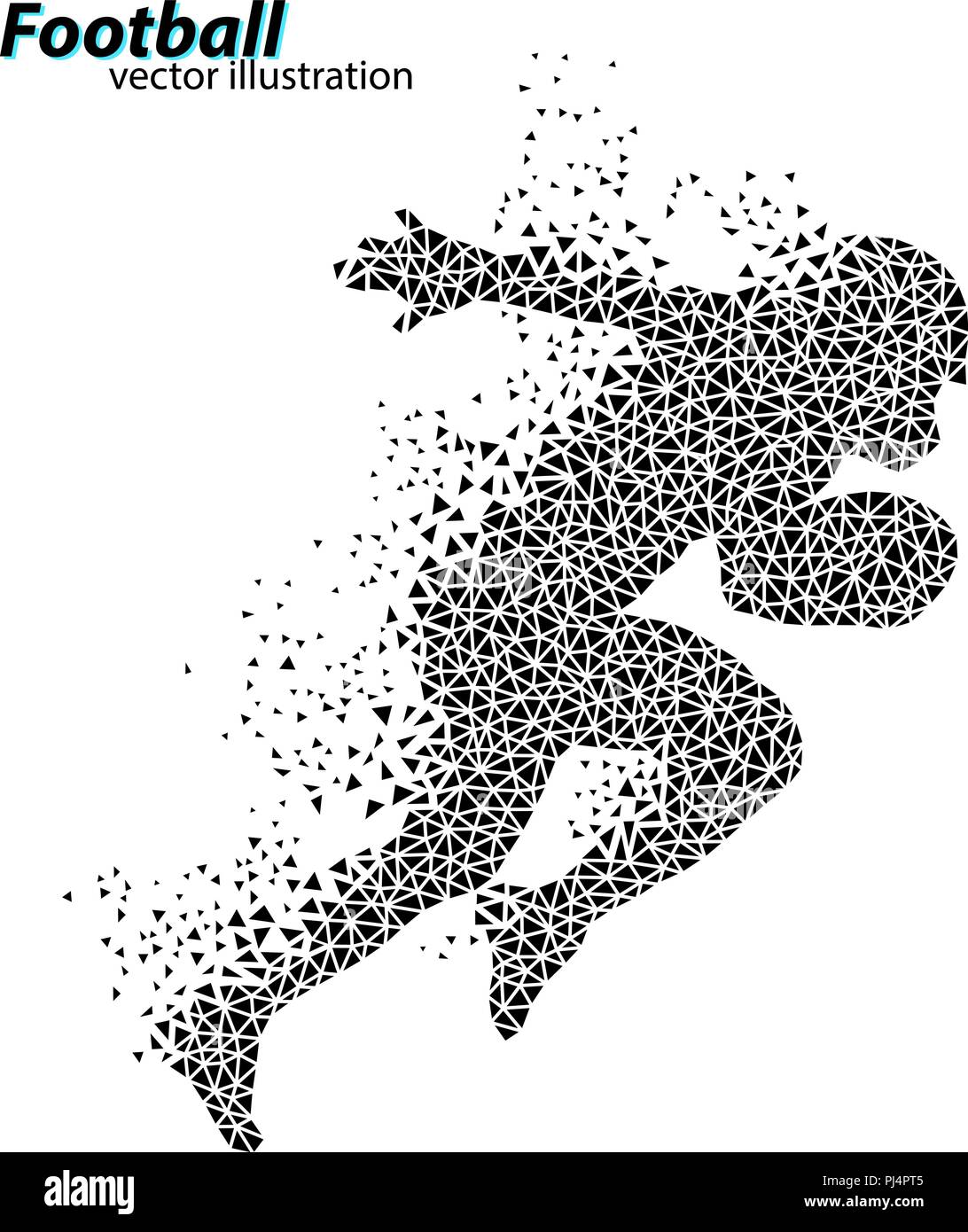 silhouette of a football player from triangle. Background and text on a ...