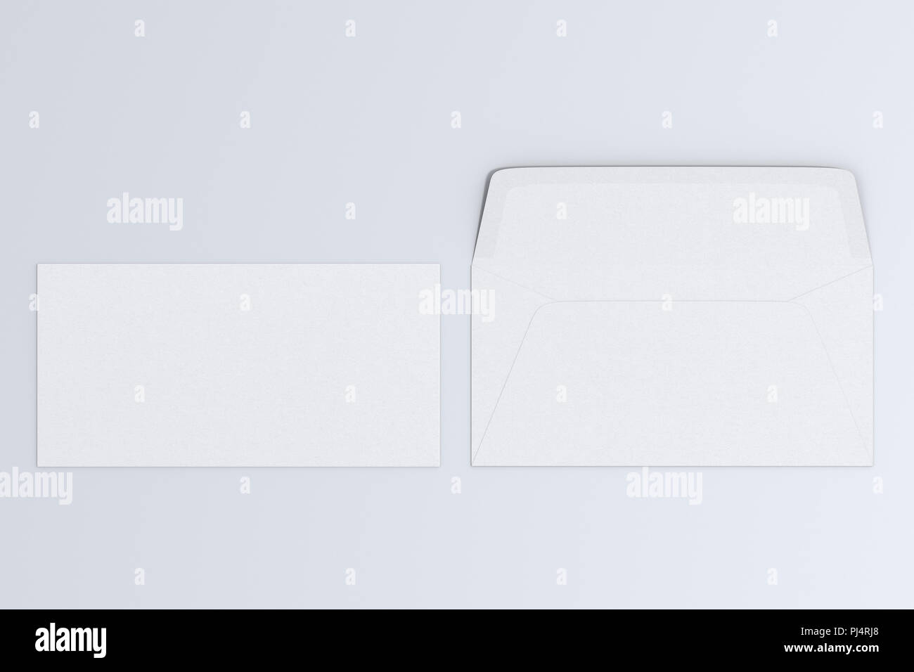 White blank closed envelope and open envelope on white background. 3d ...