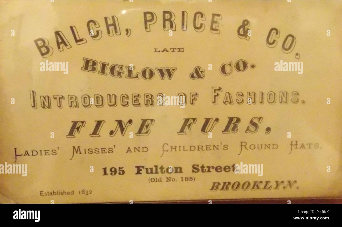 Balch, Price & Co., late Biglow & Co., Brooklyn (business card Stock ...