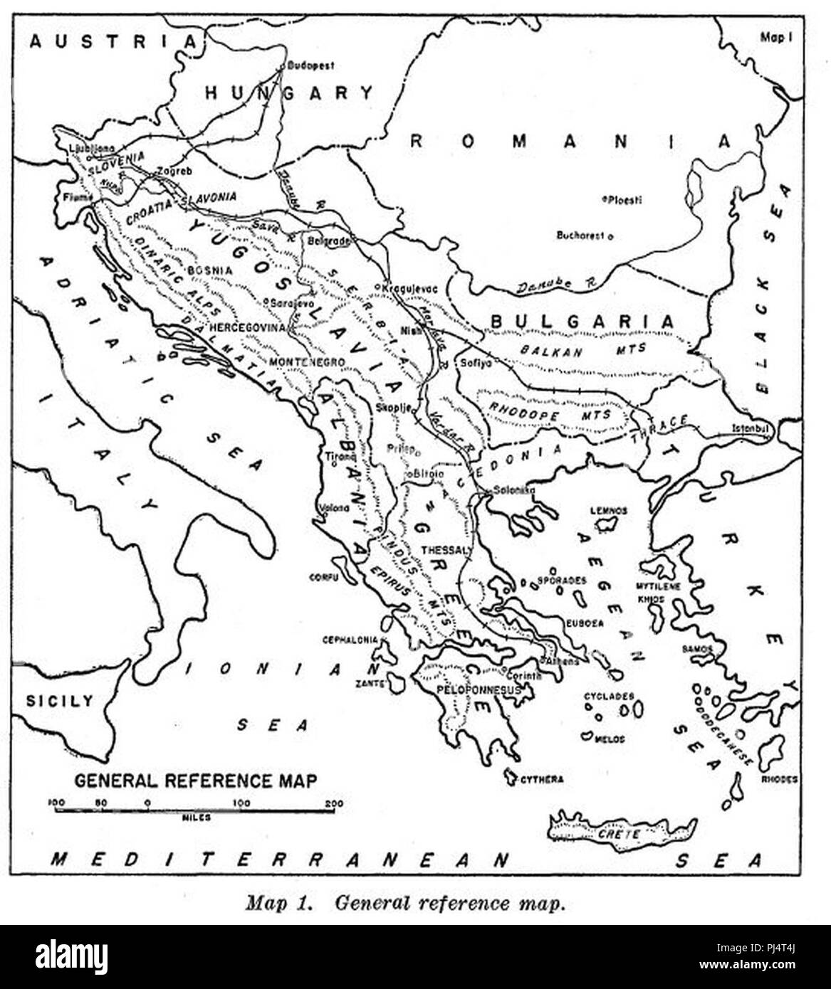 Balkan general map Stock Photo - Alamy