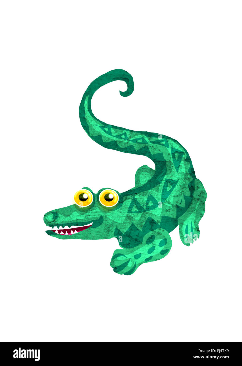 Crocodile-stylized illustration using different textures. Isolated on a ...