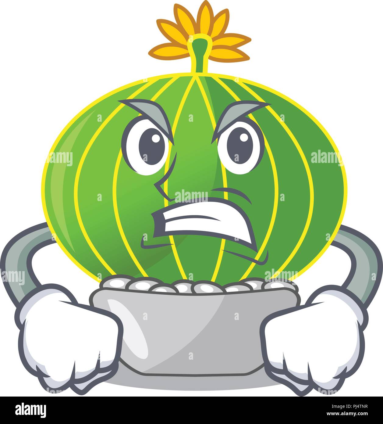 Angry cartoon notocactus fuscus with beautiful spines Stock Vector ...