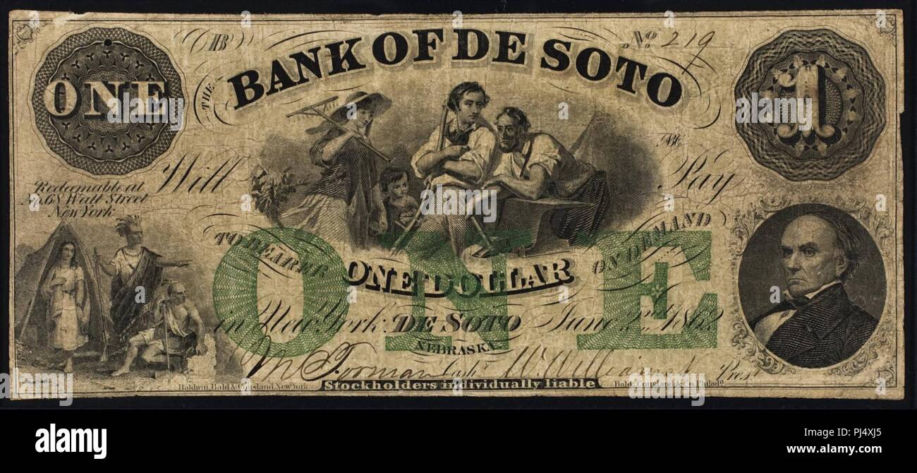 Bank note for one dollar, dated June 2nd 1862 Stock Photo - Alamy