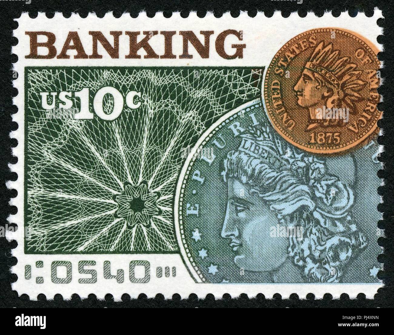 Banking 10c 1975 issue U.S. stamp Stock Photo - Alamy