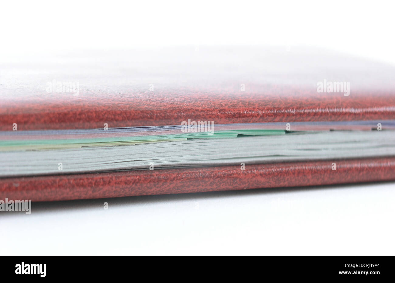 close up. side view.diary on a white background. photo with copy space ...