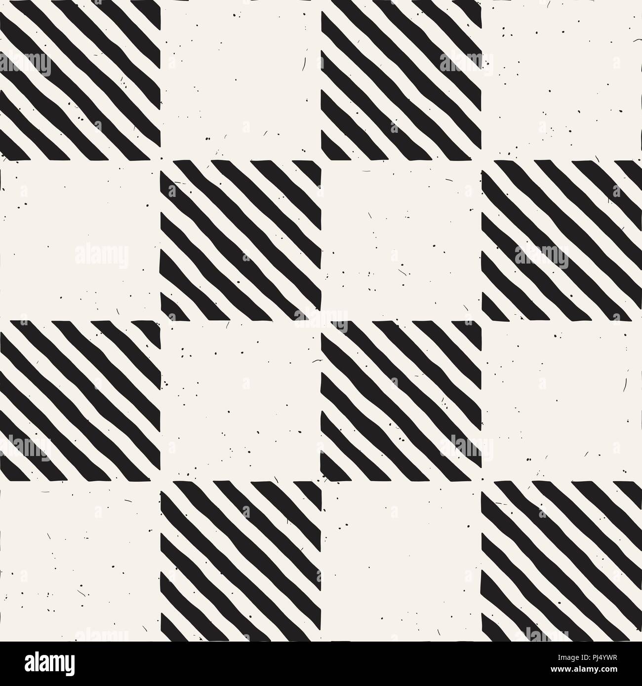 Hand drawn seamless repeating pattern with checker lines tiling. Grungy ...