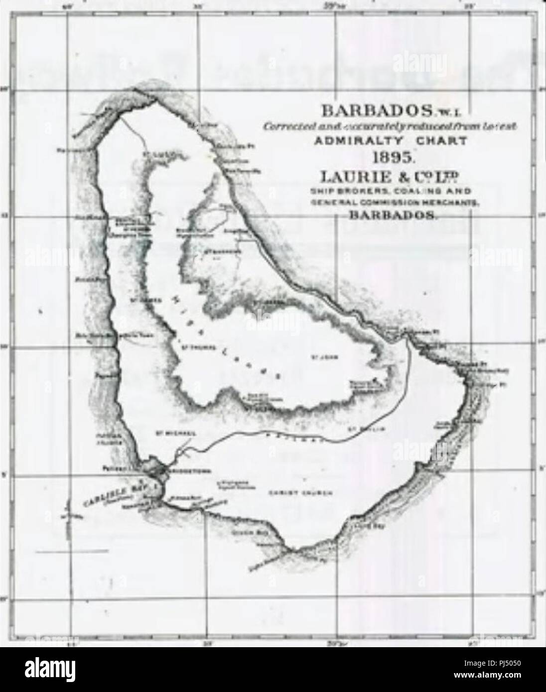 Barbados Railway on Barbados Admirality Chart, 1895, Laurie & Co Ltd ...