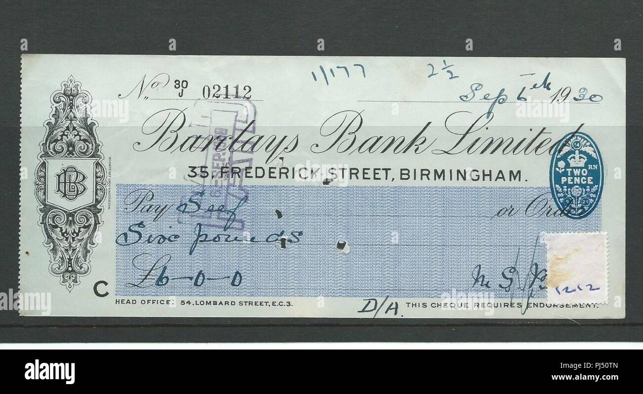 Barclays bank cheque hi-res stock photography and images - Alamy