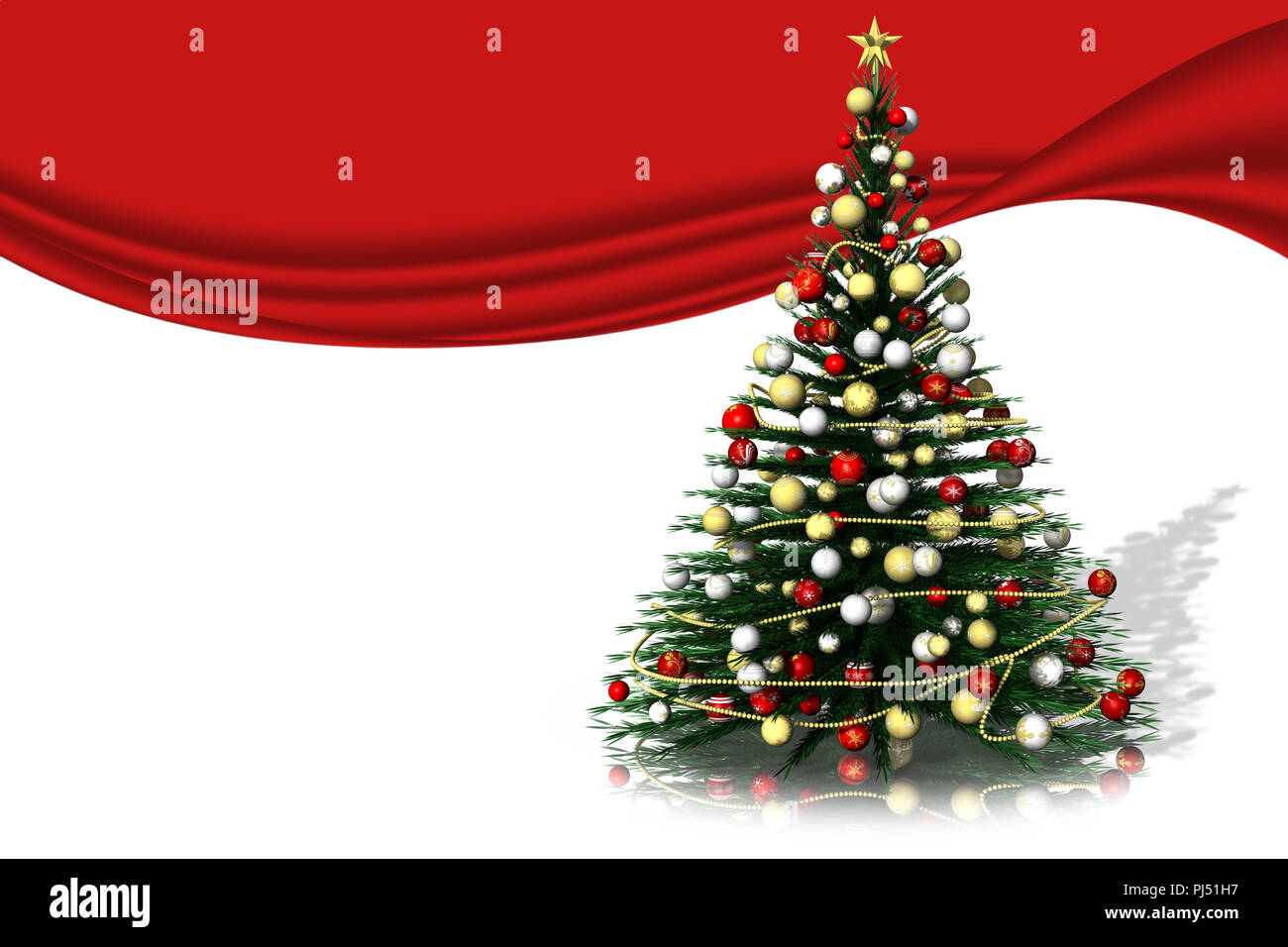 3D illustration. Christmas. Fir tree decorated with space for text ...