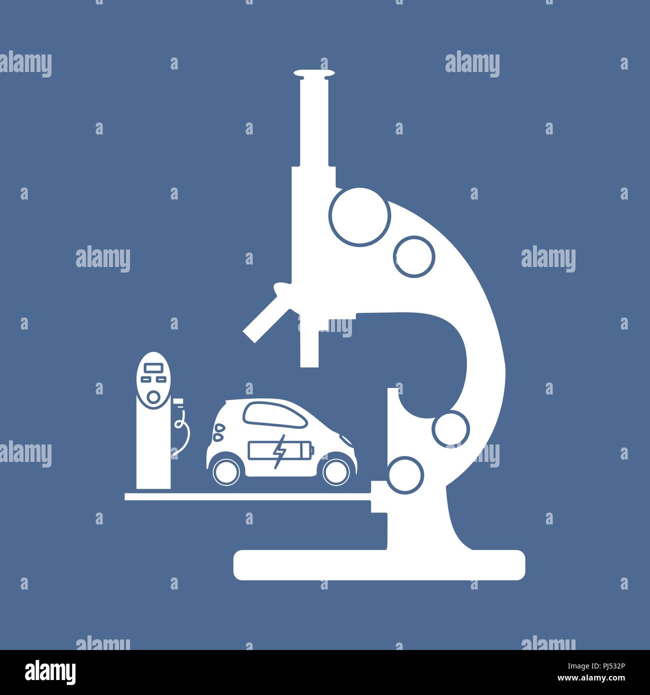 Microscope, electric car, recharge the car battery, charging station ...