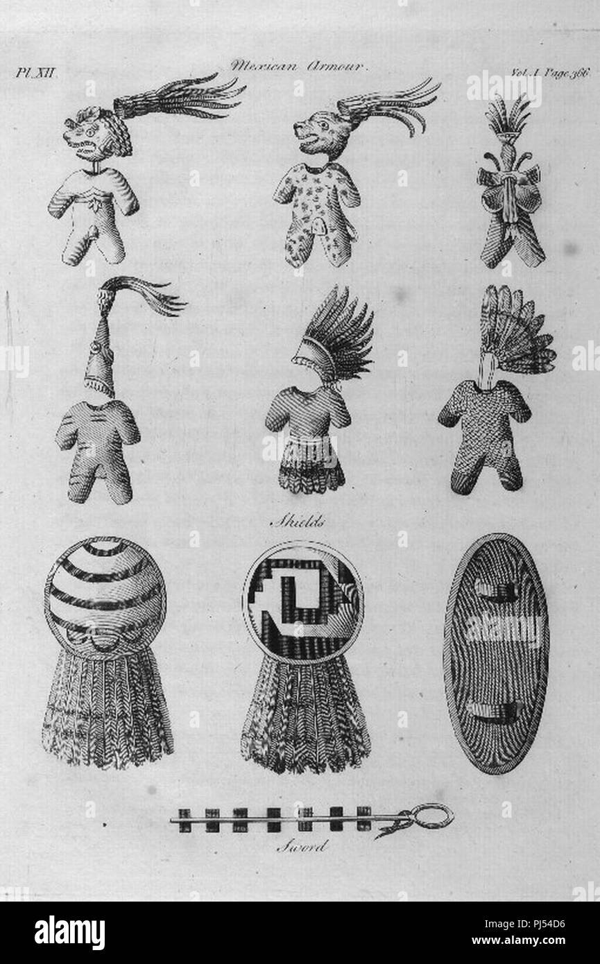 Aztec shields armours and sword Stock Photo - Alamy