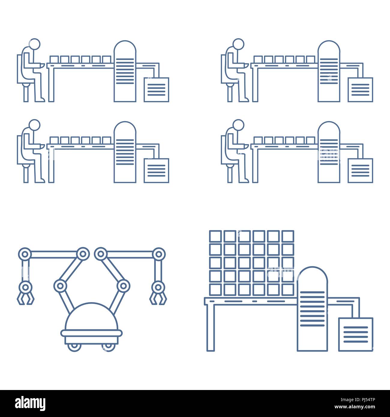 Smart automatic robotic production line. Replacement of people with ...