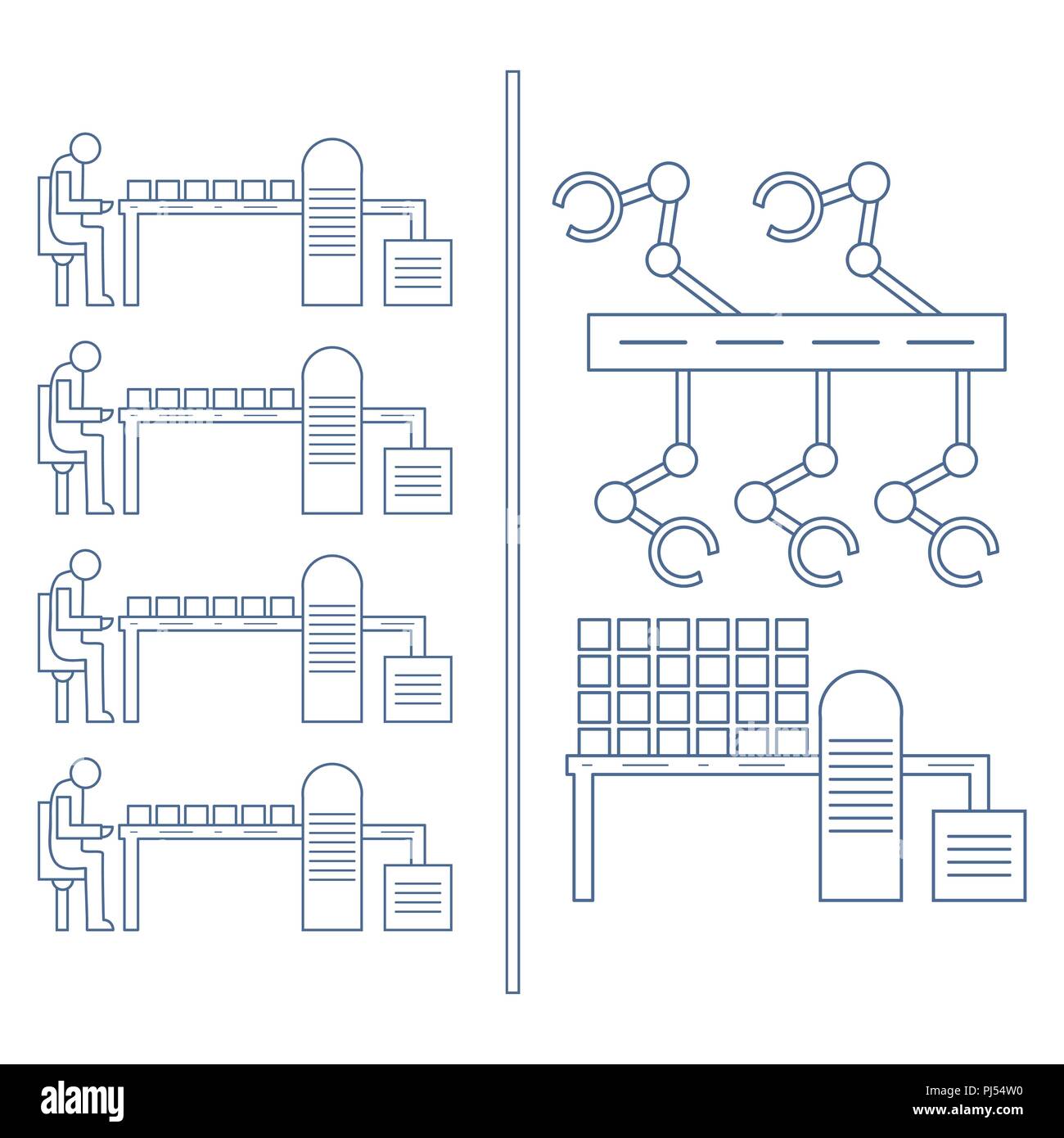 Smart automatic robotic production line. Replacement of people with ...