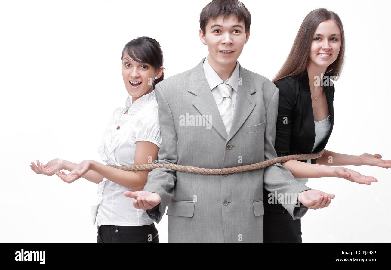 Young woman tied up rope hi-res stock photography and images - Alamy