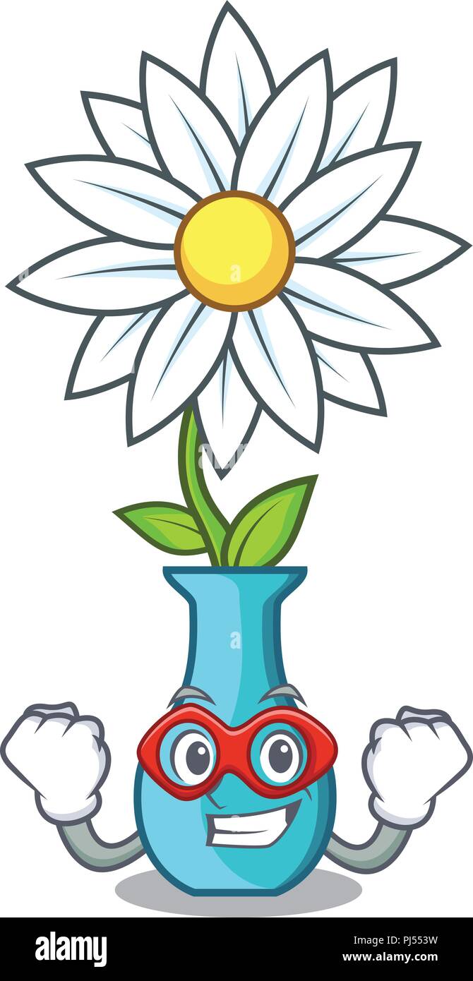 Super hero character cartoon glass vase with flowers Stock Vector Image ...