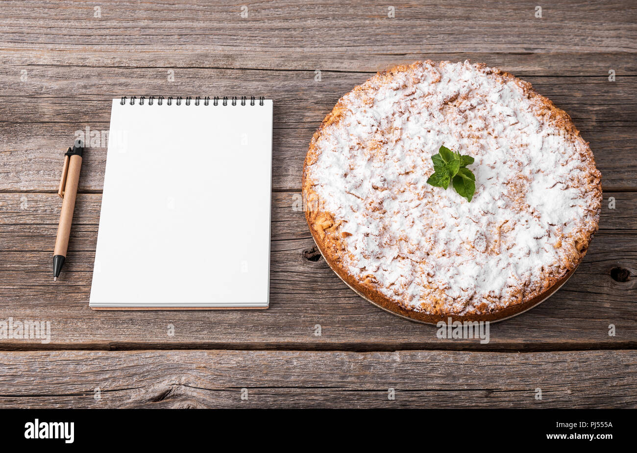 Homemade cake. There is a notepad to accommodate your recipe Stock ...