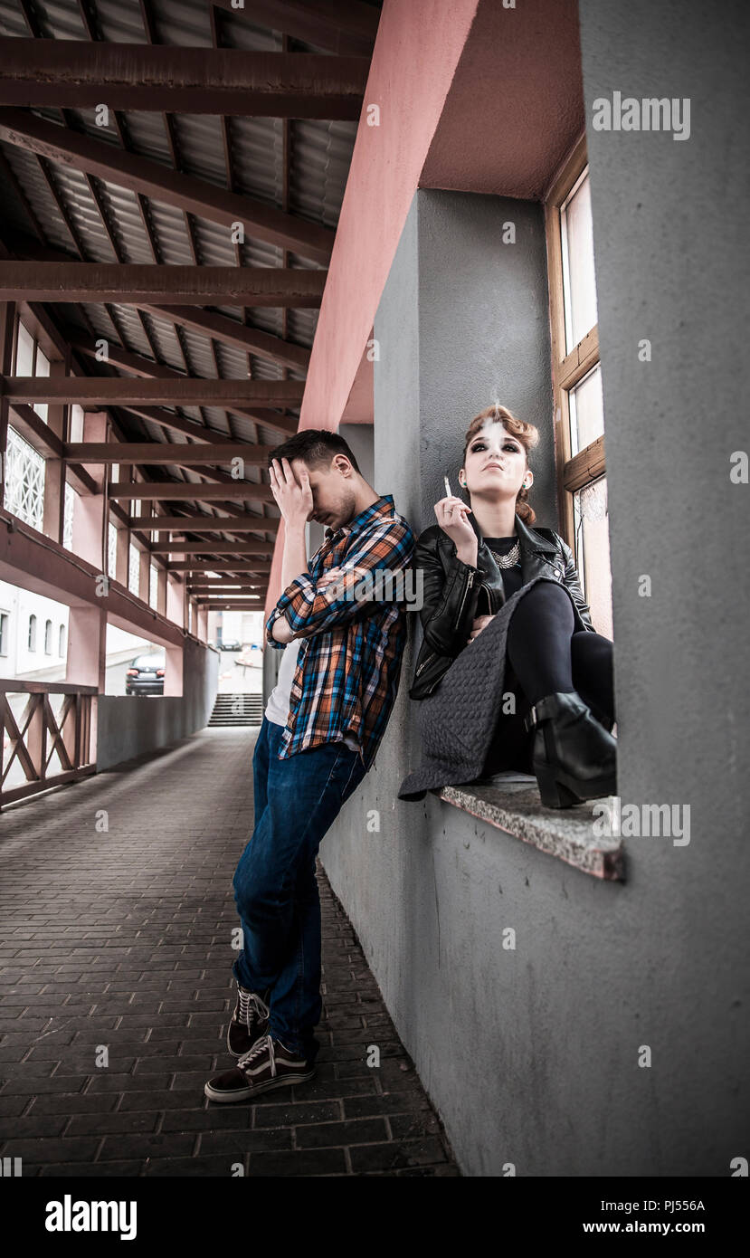 young couple in quarrel because of problems in the relationship Stock ...