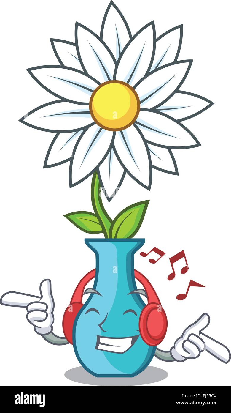 Listening music modern plant in a glass vase cartoon Stock Vector Image ...
