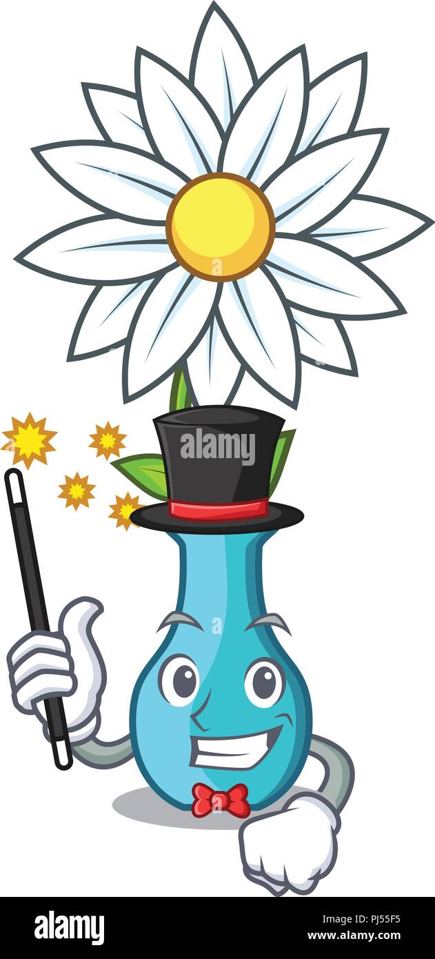 Magician mascot beautiful flower in vase cartoon Stock Vector Image ...