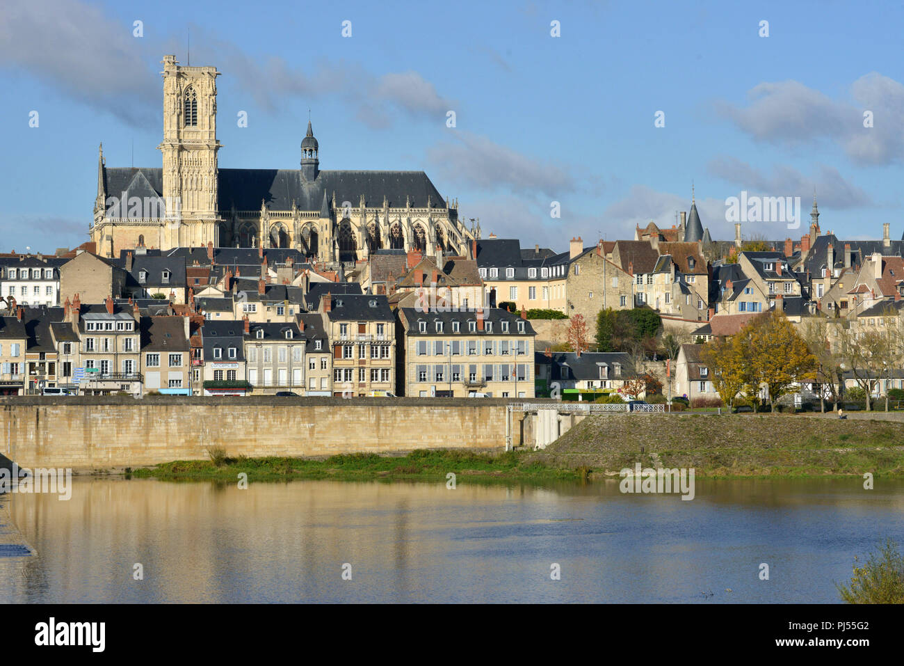 Nevers (Burgundy, central-eastern France). View on the town from the ...