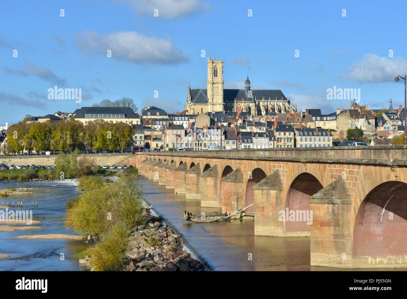 Nevers (Burgundy, central-eastern France). View on the town from the ...