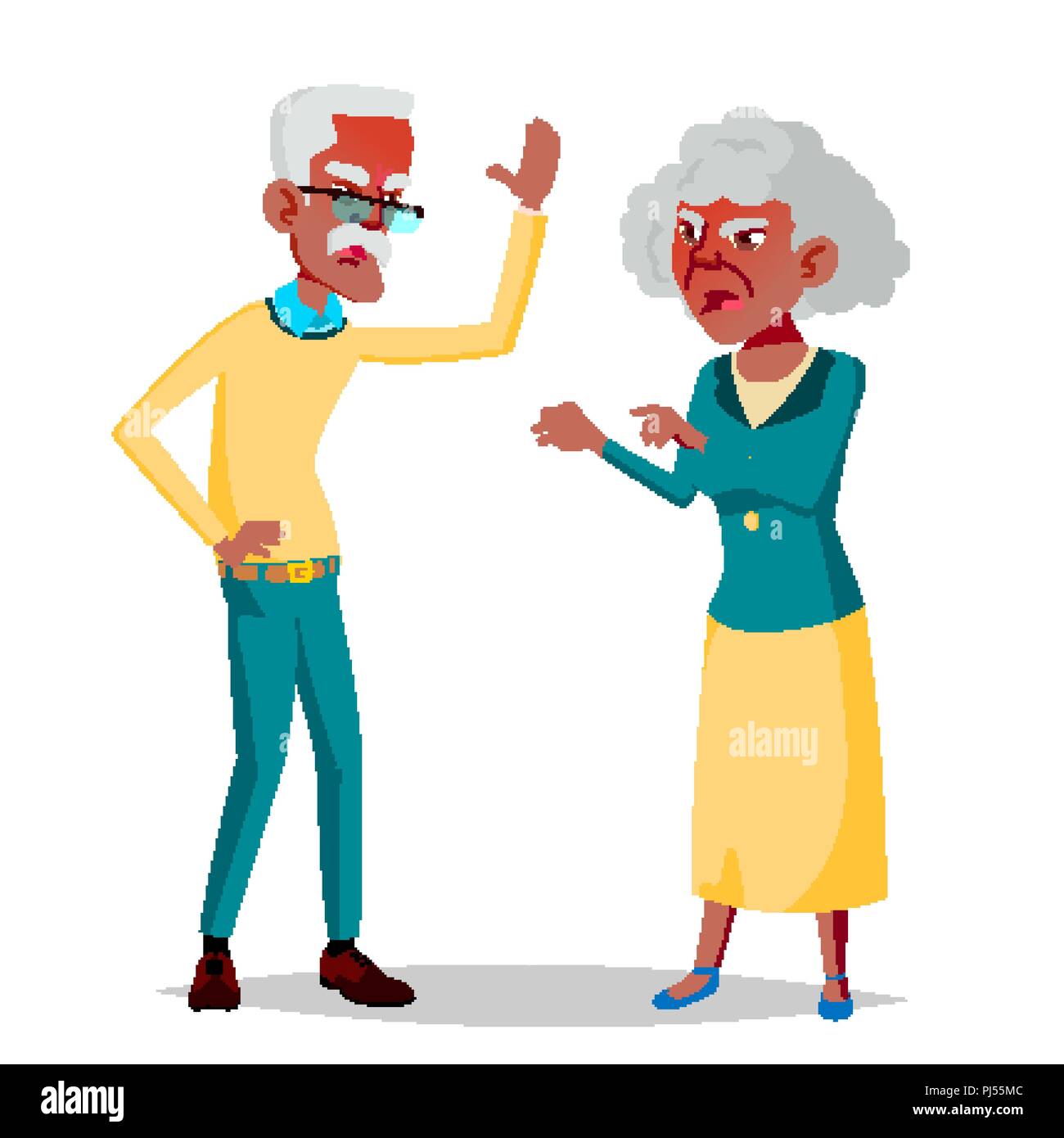 Elderly Couple Vector. Grandpa With Grandmother. Social Concept. Senior ...
