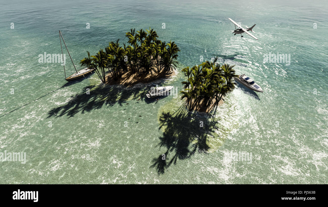 3d illustration small palm island hi-res stock photography and images ...